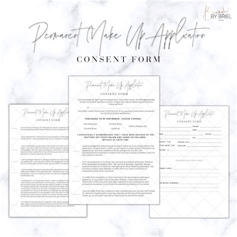 Makeup Consent Form Etsy