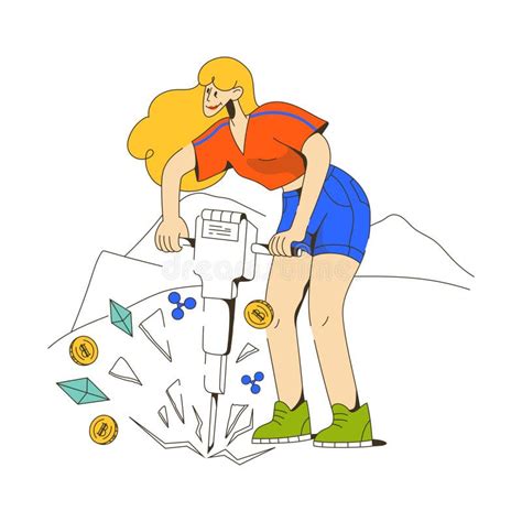 Woman Mining Cryptocurrencies And Digital Assets Stock Illustration Illustration Of Font Text