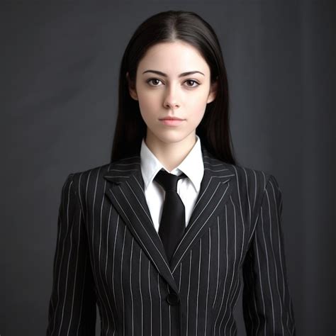 Premium Ai Image A Woman In A Suit With A Tie That Says She Is Wearing A Suit