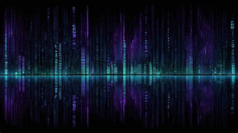 Futuristic Violet Waves Shimmering With Encrypted Binary Patterns In A