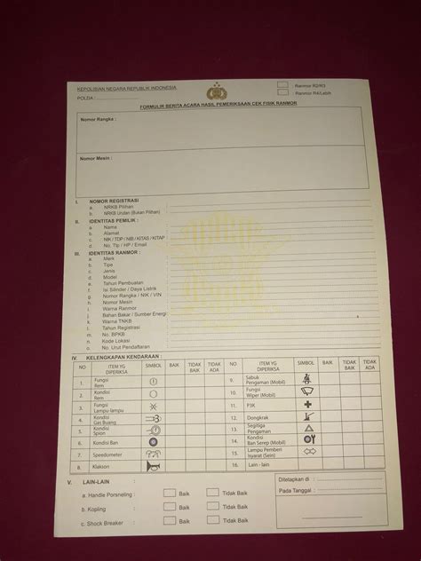Stiker Kertas Gesek Nomor Rangka Dan Mesin Resmi Cek Fisik Kendaraan