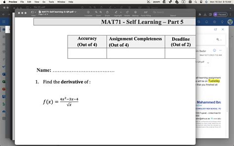 Solved Mat71 Self Learning Part 5 Name 1 Find The