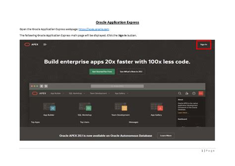 0 Oracle Apex Create Account Step By Step V2 2020 Oracle Application Express Open The