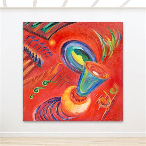 ציור חלל אדום על קנבס