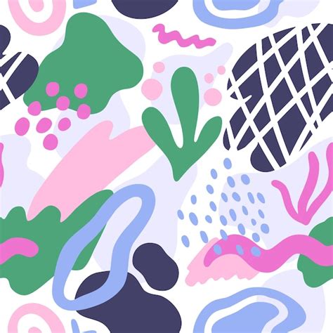 Premium Vector Seamless Pattern Abstract Modern Shapes Marine Blue