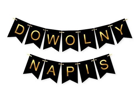 Baner Girlanda Flagi Dowolny Napis Czarny Złote Litery Inna Marka