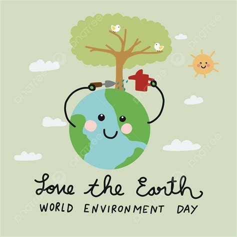 Día Mundial Del Medio Ambiente Tierra Sonriendo Y Regándose Ilustración