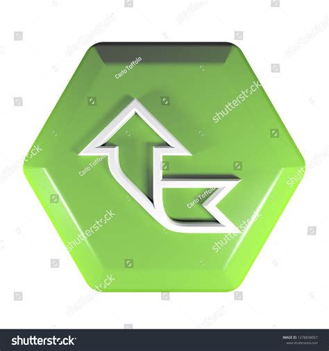 Green Hexagonal Push Button Icon Arrow Stock Illustration 1278838057