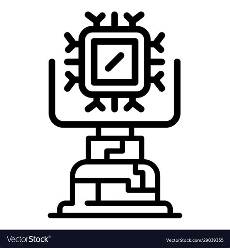 Ai Learning Machine Icon Outline Style Royalty Free Vector