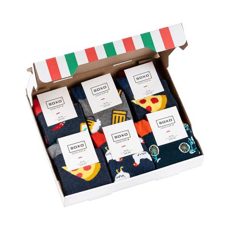 Zestaw x Skarpetki męskie kolorowe SOXO GOOD STUFF w kartoniku pizza cena sklep online SOXO