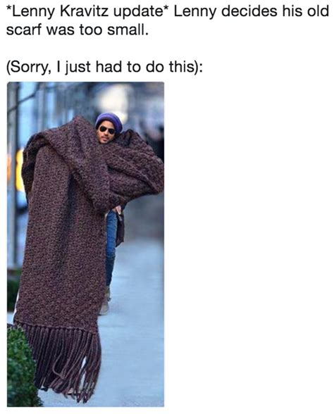 The History Of Lenny Kravitzs Giant Scarf The Seasonal Fall Meme