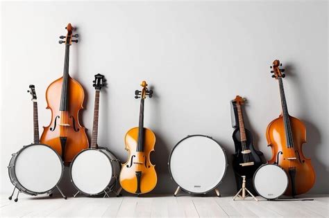 Premium Photo Musical Instruments Mockup Blank White Space Design Exhibit