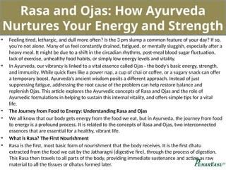 Rasa And Ojas How Ayurveda Nurtures Your Energy And Strengthpptx