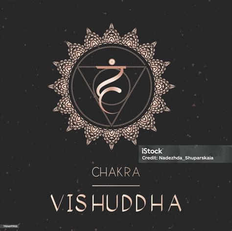 어두운 배경에 골드 기호 차크라 Vishuddha와 벡터 일러스트 레이 션 오라에 대한 스톡 벡터 아트 및 기타 이미지 오라 차크라 건강한 생활방식 Istock