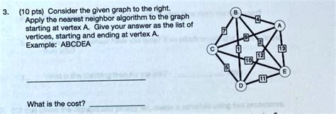 Solved 10 Pts Consider The Given Graph To The Right Apply The Nearest Neighbor Algorithm To