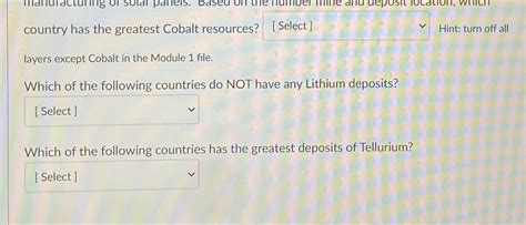 Solved Country Has The Greatest Cobalt Resources Hint Turn