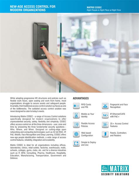 Matrix Cosec Access Control Solution Catalog Brochure Pdf Access Control Telecommunications