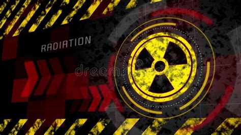 Radioactive Pollution Warning Animation Of Radiation Symbol With