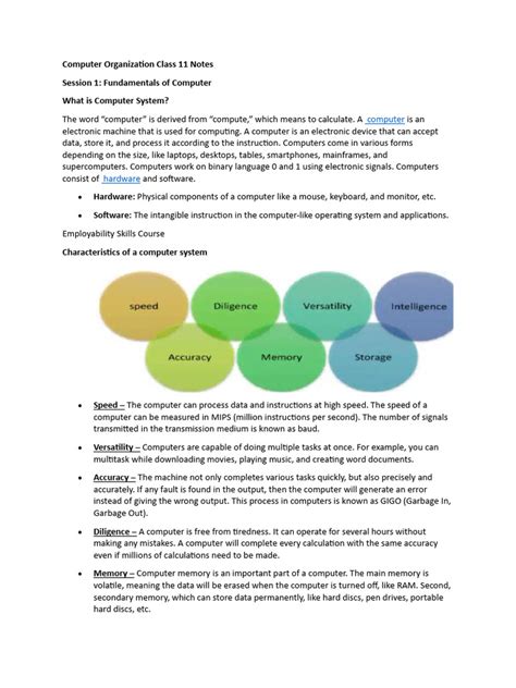 Computer Organization Class 11 Notes Pdf Computer Data Storage Random Access Memory