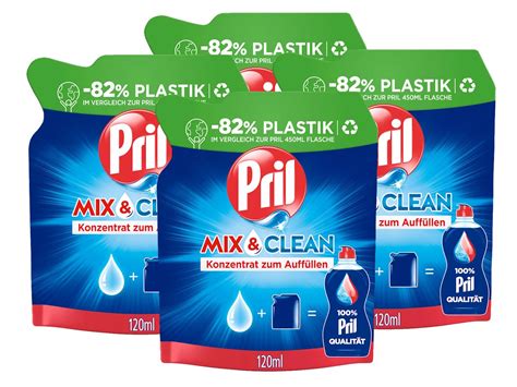 Pril Mix And Clean Concentrate 4x120ml Eco Friendly Hand Dishwashing Detergent Powerful Grease