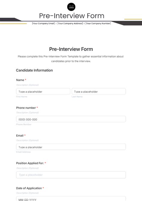 Free Interview Form Template To Edit Online