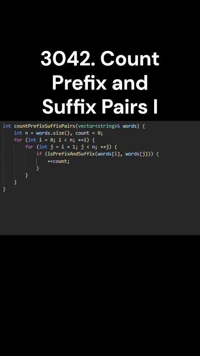 Count Prefix And Suffix Pairs I Leetcode 3042 Programming Cplusplus Leetcode Cpp Tutorial