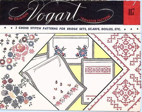 1950s Vintage Vogart Embroidery Transfer 117 Uncut X Stitch Pillowcase Vintage4me2