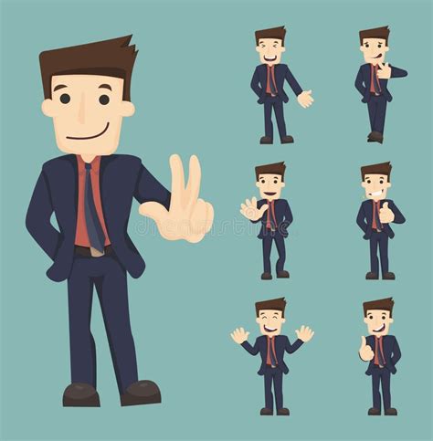 Business Man Cartoon Character Creation Set Stock Vector