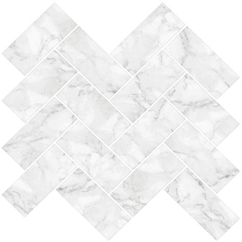 Wallpops Herringbone Carrara Marble Peel And Stick Backsplash Tile