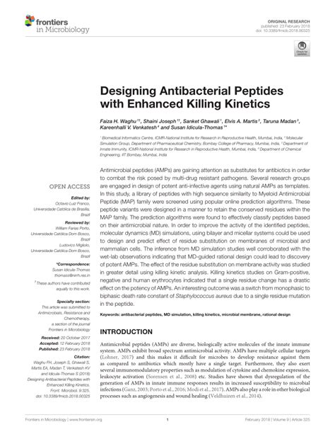 Pdf Designing Antibacterial Peptides With Enhanced Killing Kinetics