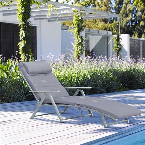 Outsunny Sun Lounger Recliner Grey Wilko