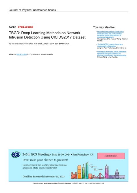 Pdf Tbgd Deep Learning Methods On Network Intrusion Detection Using