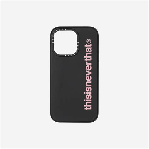 케이스티파이 X 디스이즈네버댓 아이폰 핑크 T 로고 맥세이프 케이스 매트 블랙 Casetify Kream