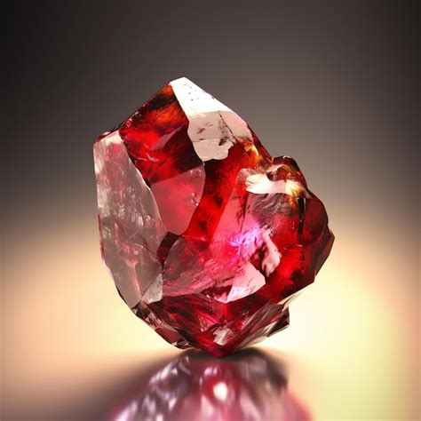 Premium Photo A Red Crystal On A Reflective Surface