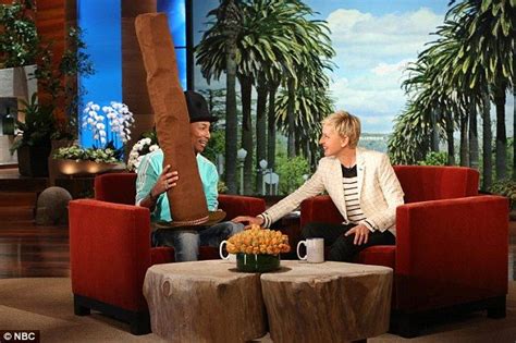 Ellen Degeneres Presents Pharrell With Massive Fedora Pharrell