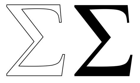 Outline Sigma Symbol Set Isolated On White Background Vector