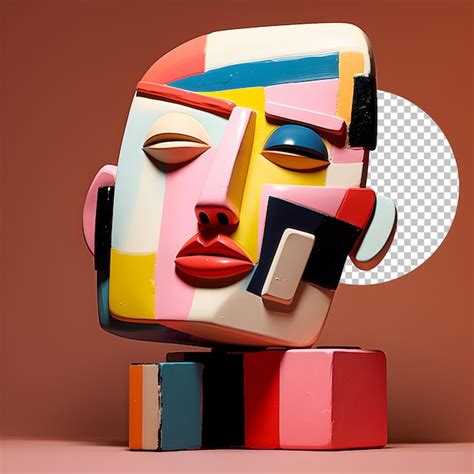 Premium Psd 3d Human Face Woman Portrait In Cubism Picasso Style