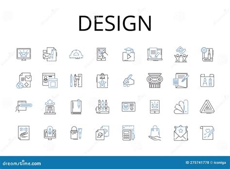 Visual Scheming Line Icons Collection Composition Arrangement Layout Design Visualization