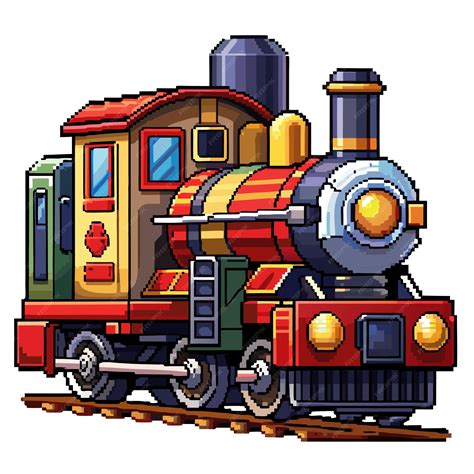 Premium Vector Colorful Vintage Steam Train Illustration In Pixel Art