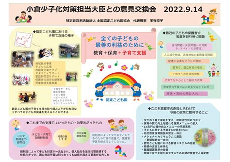 20220914 小倉少子化担当大臣との意見交換会 特定非営利活動法人 全国認定こども園協会
