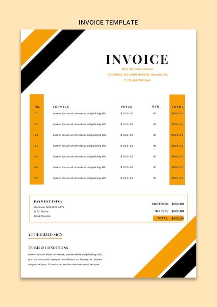 Modelo de fatura de serviços simples do excel PSD Premium
