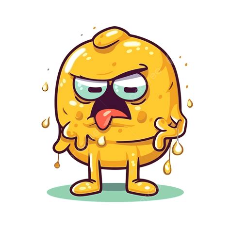 Constipation Clipart Cartoon Little Yellow Lemon Character With Tongue