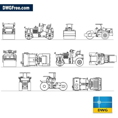 Tractors With Compacting Rollers DWG AutoCad