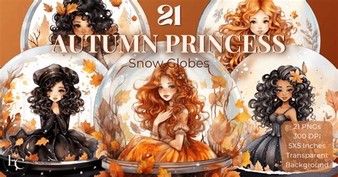 Autumn Princess Snow Globe Bundle Bundle · Creative Fabrica