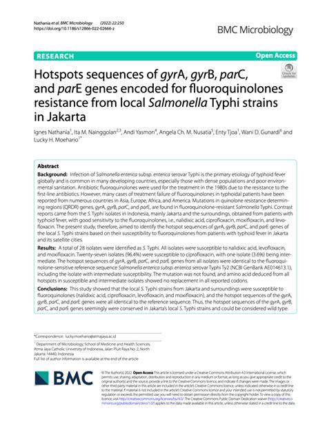 Pdf Hotspots Sequences Of Gyra Gyrb Parc And Pare Genes Encoded