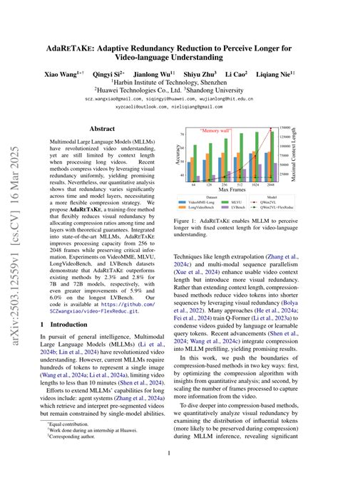 Pdf Adaretake Adaptive Redundancy Reduction To Perceive Longer For Video Language Understanding