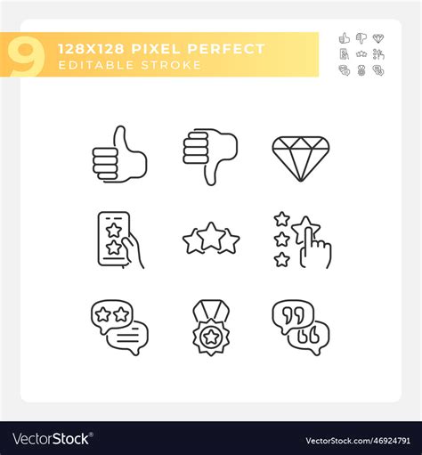 Customer Rating Pixel Perfect Linear Icons Set Vector Image