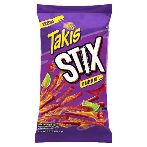 Takis Stix Fuego Hot Chili Pepper And Lime Corn Snack Sticks 99 Oz