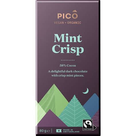 Pico Organic Vegan Chocolate Mint Crisp 80g Woolworths