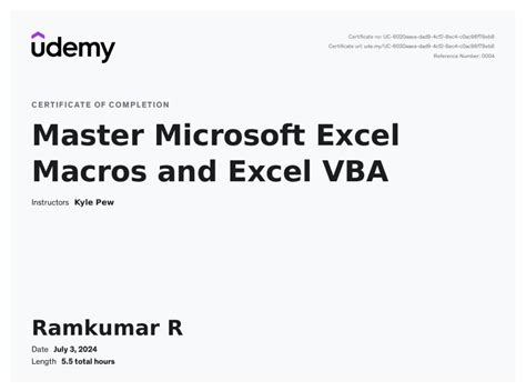 ramkumar r on linkedin vba excelautomation certification udemy learningjourney gratitude…